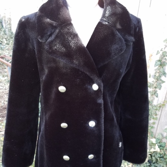 Vintage | Jackets & Coats | Black Teddy Pea Coat | Poshmark